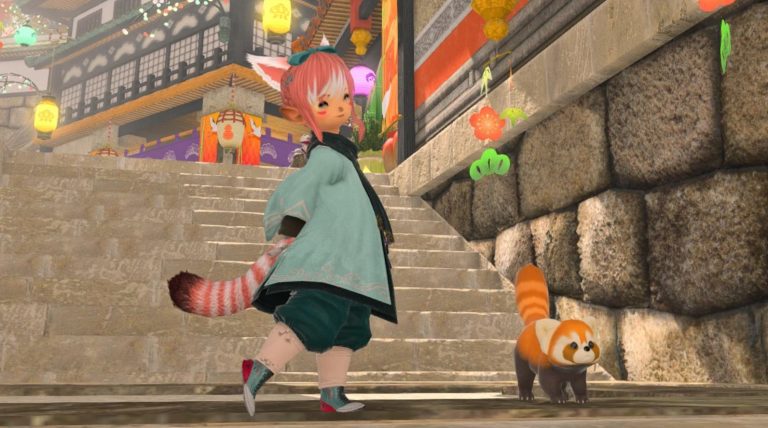 Fluffy Red Panda Ears and Tail for Lala - Red LalaPanda - ff14 Mods